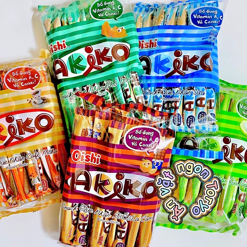 Bánh Akiko Oishi que nhân kem các vị (bịch 160g, 20 que) | Shopee Việt Nam