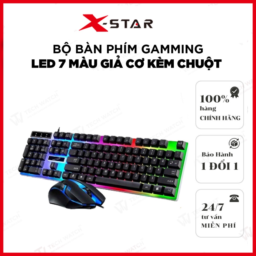 [LỖI 1 ĐỔI 1] Bộ Bàn Phím Gamming Led 7 Màu Giả Cơ Kèm Chuột Máy Tính ...