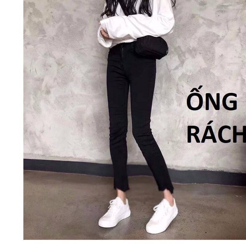 Quần jean nữ DÀI ĐEN KHOÉT RÁCH TUA LAI ( SIZE 26-34 ) nny10 | Shopee ...