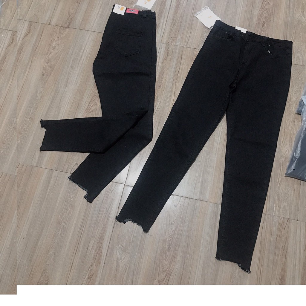 Quần jean nữ DÀI ĐEN KHOÉT RÁCH TUA LAI ( SIZE 26-34 ) nny8 | Shopee ...
