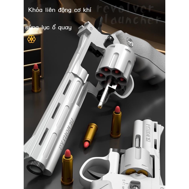 [GIÁ SỐC]Súng lục ổ quay cho trẻ em viên đạn mềm nắm lấy tay súng đồ chơi của cậu bé đập pháo ...