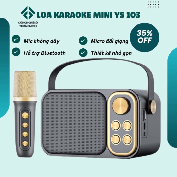 Loa Karaoke Bluetooth Mini YS-103 Kèm 1 Micro Không Dây Công Suất 5W Âm ...