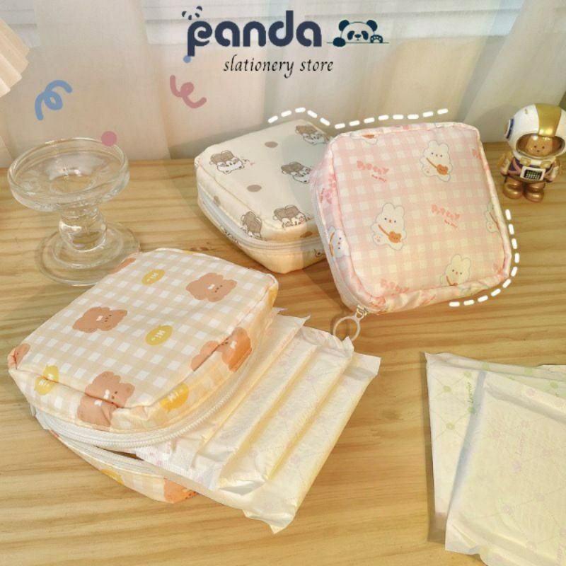 Túi đựng BVS vải hình con vật dễ thương PANDA, túi đựng 1 ngăn rộng rãi ...