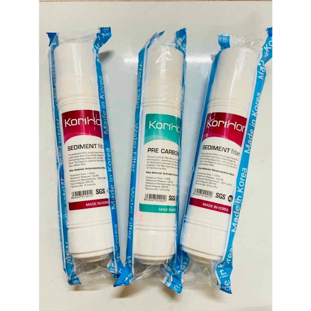 Bộ lõi lọc nước 123 Korihome ( 2 Sediment - 1 Pre Carbon) - Cam kết ...