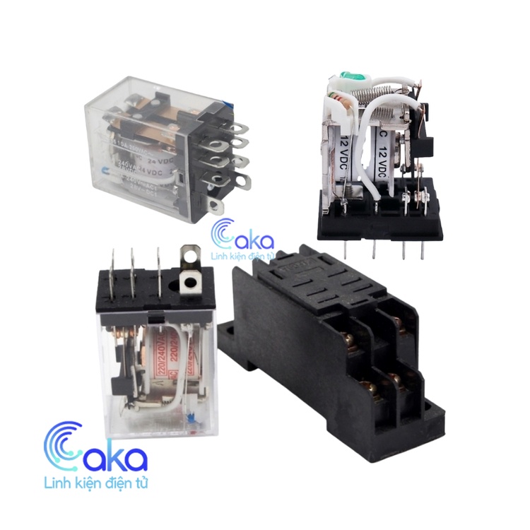 Rơ le kiếng LY2N-J , relay trung gian 8 chân dẹp có đèn lớn điện áp 220VAC, 24VDC, 12VDC dùng ...