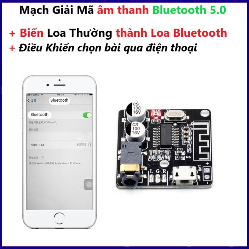Mạch giải mã âm thanh MP3 Bluetooth 5.0 không dây - Biến Loa Thường thành loa Bluetooth - Điều ...