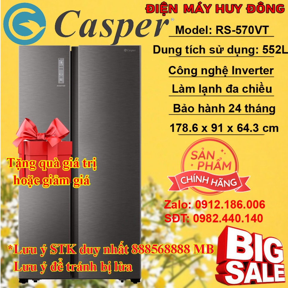 KM Tủ lạnh Casper side by side 552 lít RS-570VT (New) chatluong ...