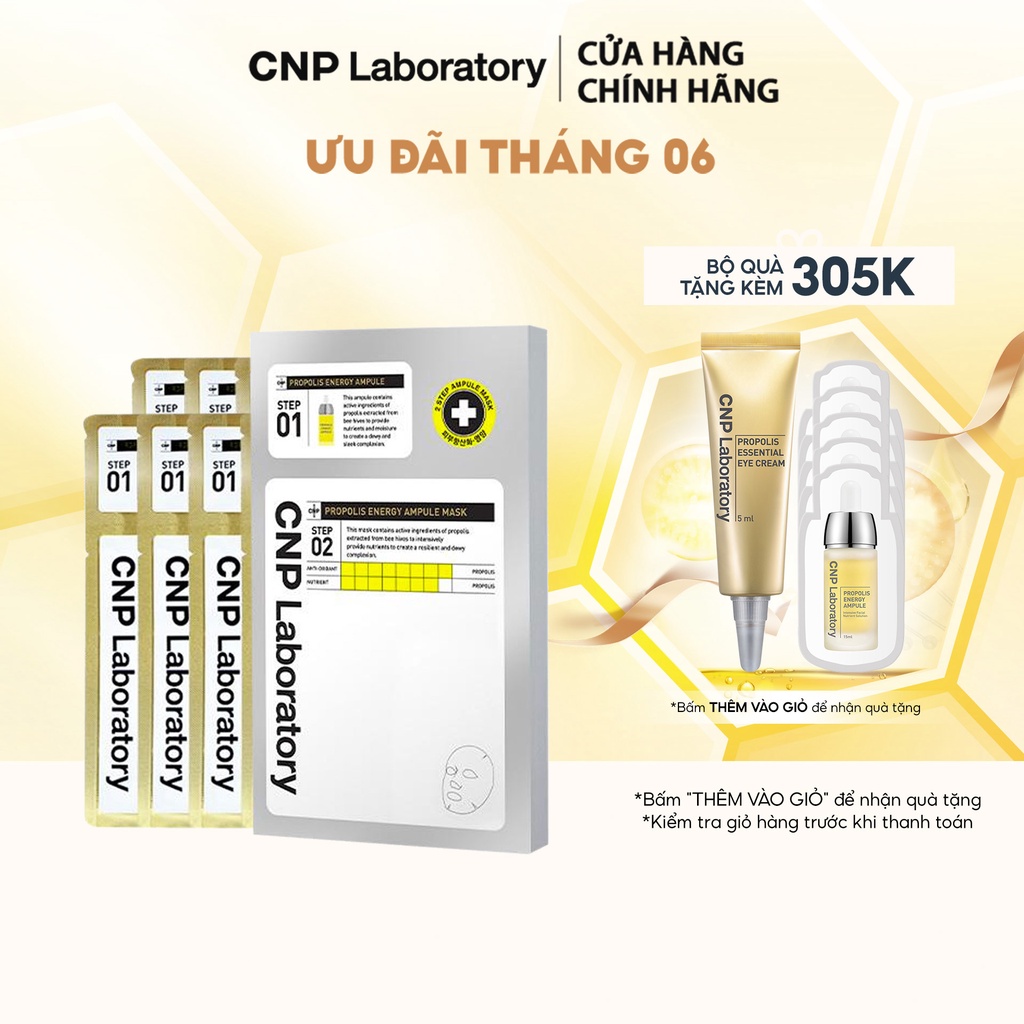 [Mã COSCNBE6 giảm 10% đơn 500K] Bộ 5 mặt nạ keo ong tái tạo da CNP Laboratory Propolis Energy ...