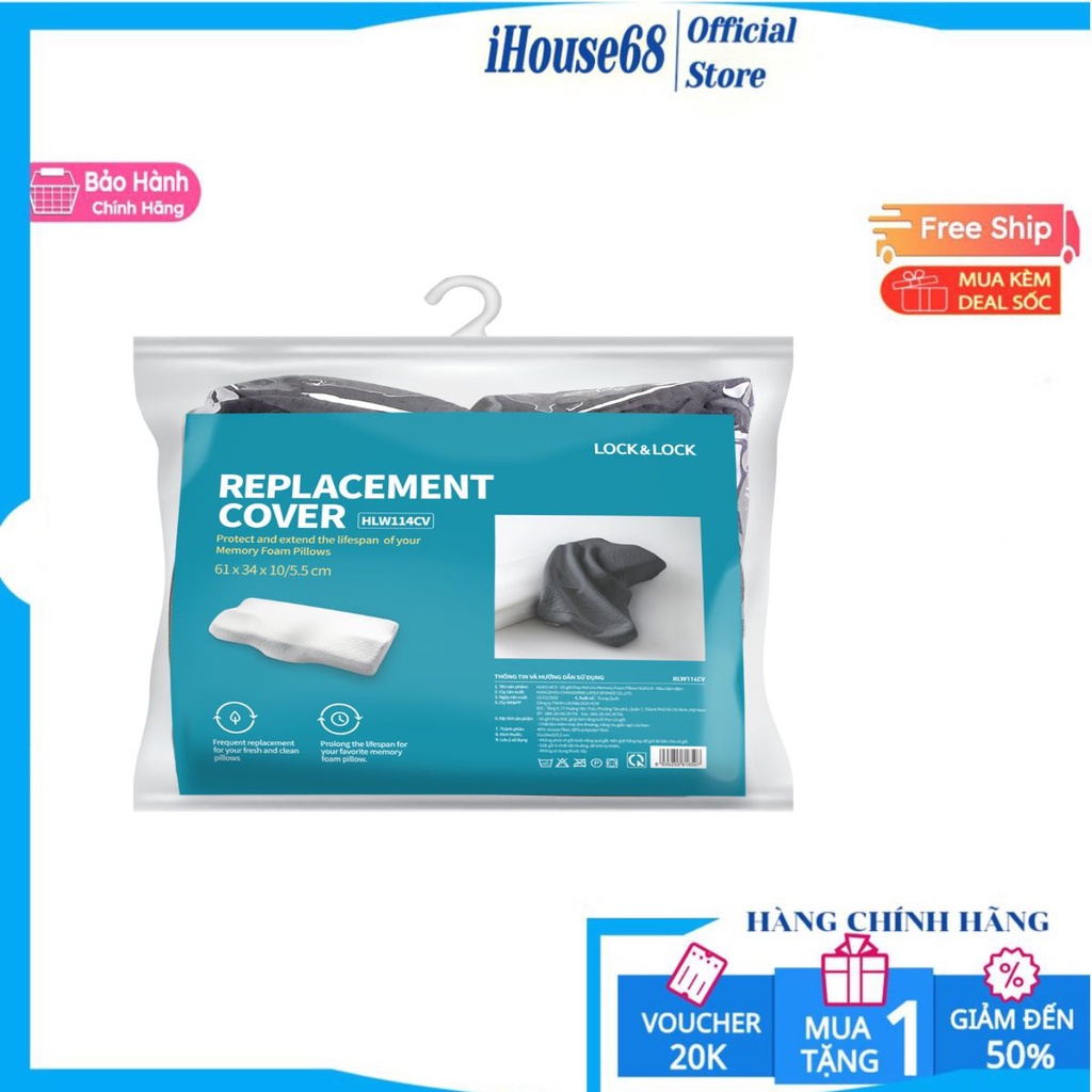 [Chính Hãng] Vỏ gối thay thế Lock&Lock dành cho các loại gối HLW111 ...