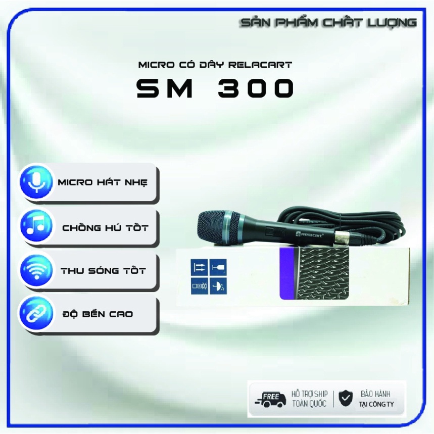 Micro có dây Relacart SM 300 dây tốt, hát nhẹ, âm thanh ấm USA hàng ...