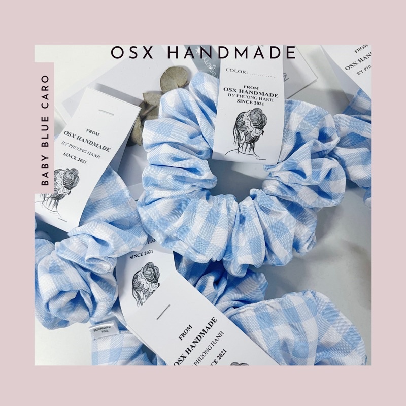 Dây cột tóc Scrunchie Baby Blue Caro handmade - by OSX Handmade ...