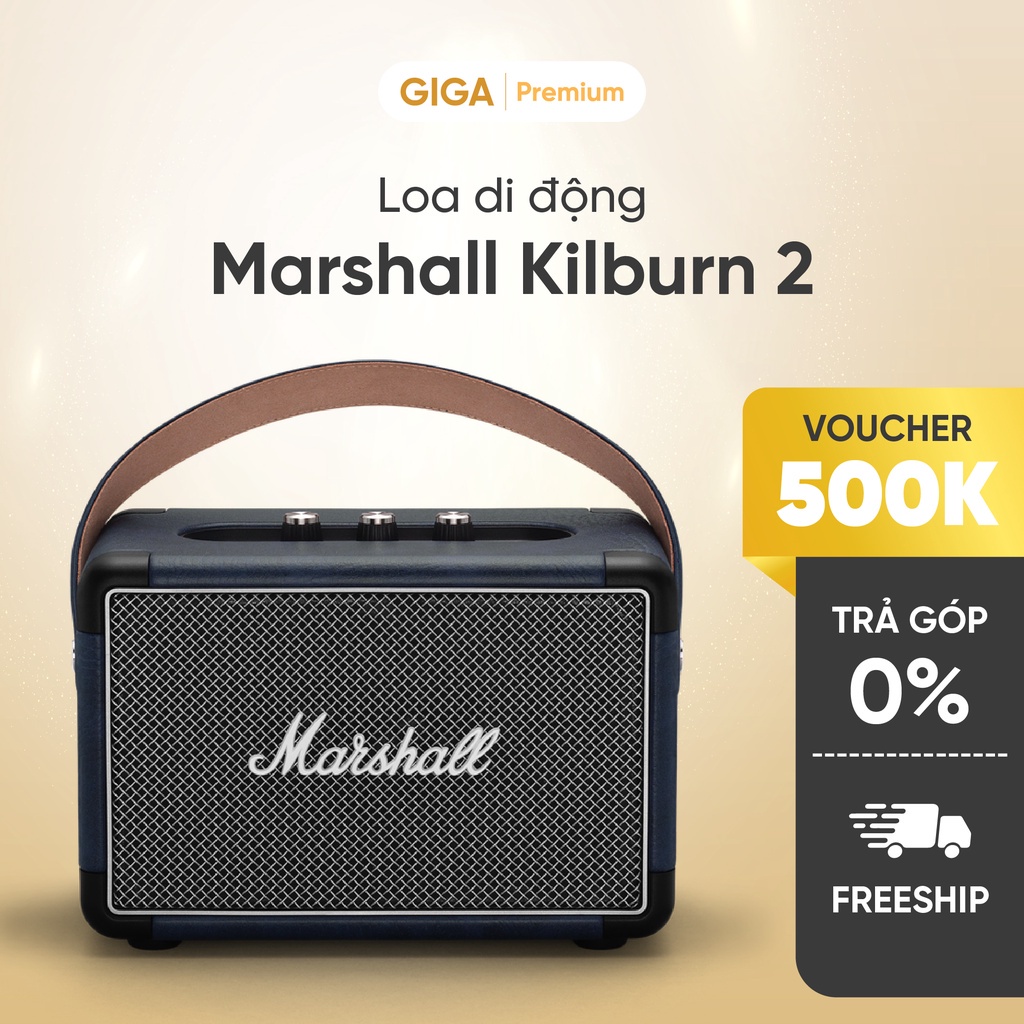 Loa di động bluetooth Marshall Kilburn 2 - Vật liệu chống nước tiêu chuẩn IPX2, 20h sử dụng, Bảo ...