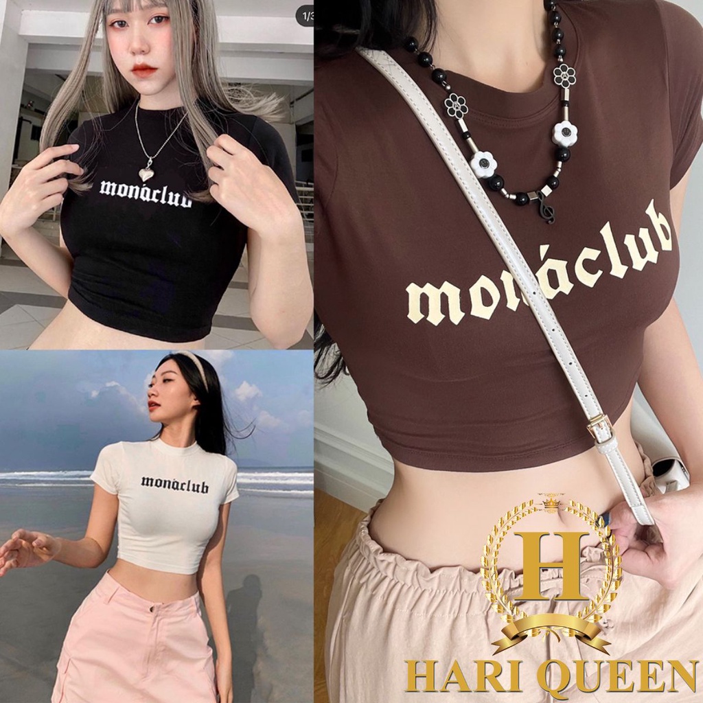 Áo Croptop MONACLUB body dáng ôm HARIQUEEN | Shopee Việt Nam