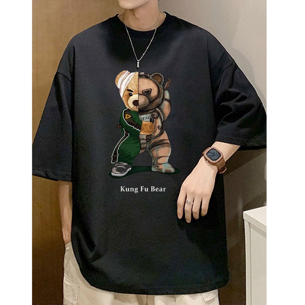 Áo thun KUNGFU BEAR unisex tay lỡ nam nữ form rộng | Shopee Việt Nam