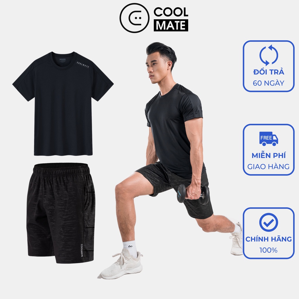 Set đồ bộ thể thao Áo Thun Active V1 đen và Quần short Ultra Pro đen ...