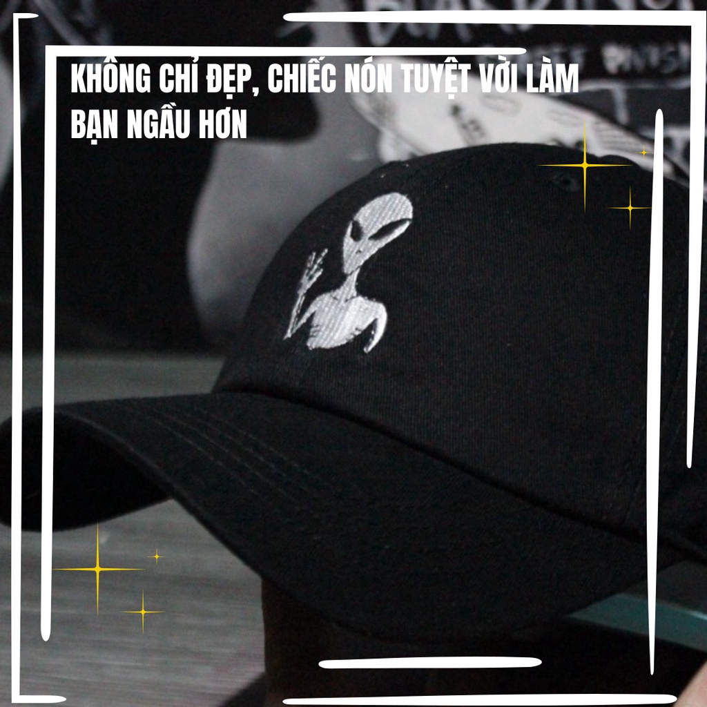 Mũ lưỡi trai, nón lưỡi trai nam, nữ unisex cao cấp đen thêu Alien ...