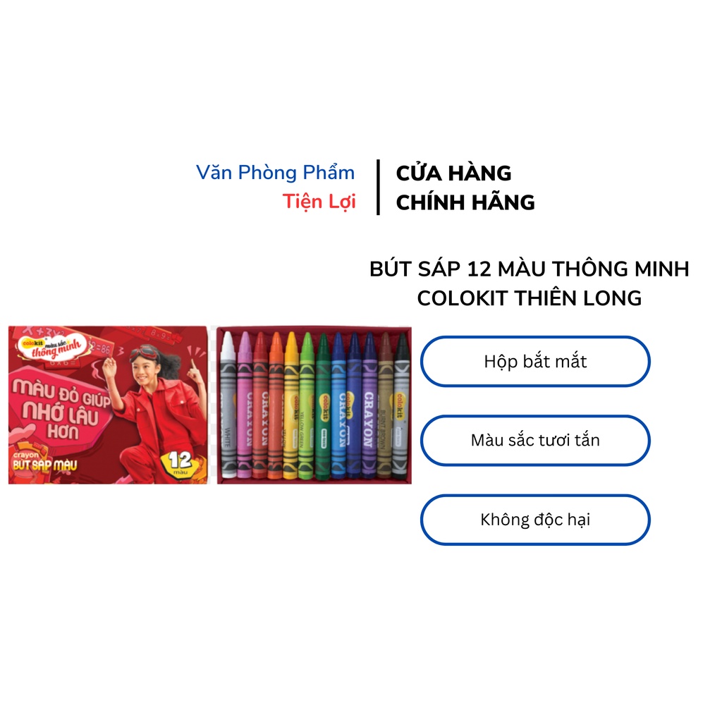 Bút sáp 12 màu thông minh Colokit Thiên Long CR-C016 | Shopee Việt Nam