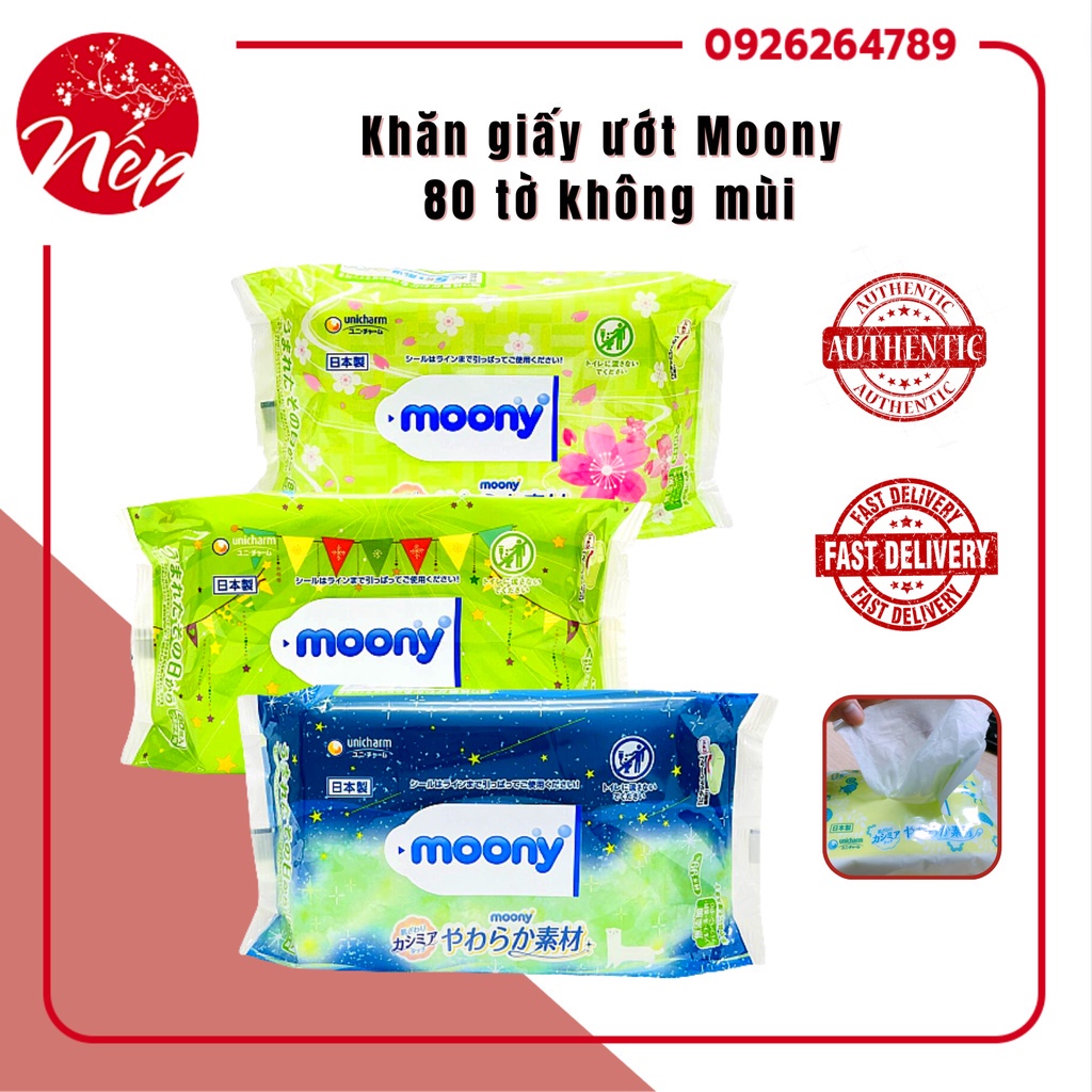 GIẤY ƯỚT MOONY 1 GÓI 76 TỜ (MẪU MỚI) [1 GÓI LOẠI COMBO 8] | Shopee Việt Nam