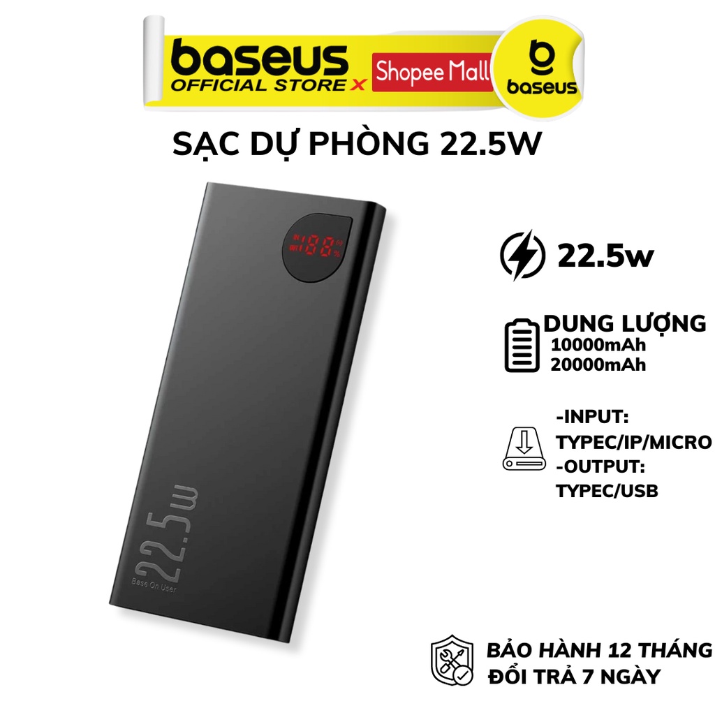 Pin Sạc Dự Phòng Baseus Adaman Metal Digital Display Quick Charge 22,5w 20000mah/10000mah ...