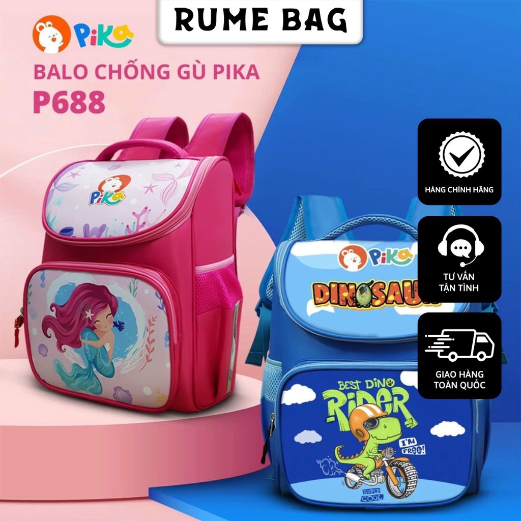 Balo chống gù PIKA P688 cho học sinh cấp 1 chất liệu chống thấm nước siêu nhẹ | Shopee Việt Nam