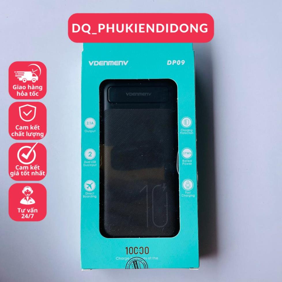 Sạc Dự Phòng Denmen DP09 10000mAh, Pin dự phòng chính hãng hỗ trợ sạc nhanh 2.1A với 2 cổng sạc ...