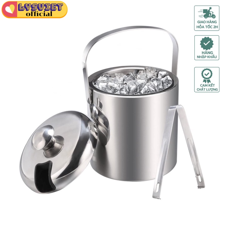[Lysviet HCM] Xô đá Inox 304 Stainless Steel Ice Cube Container Double ...