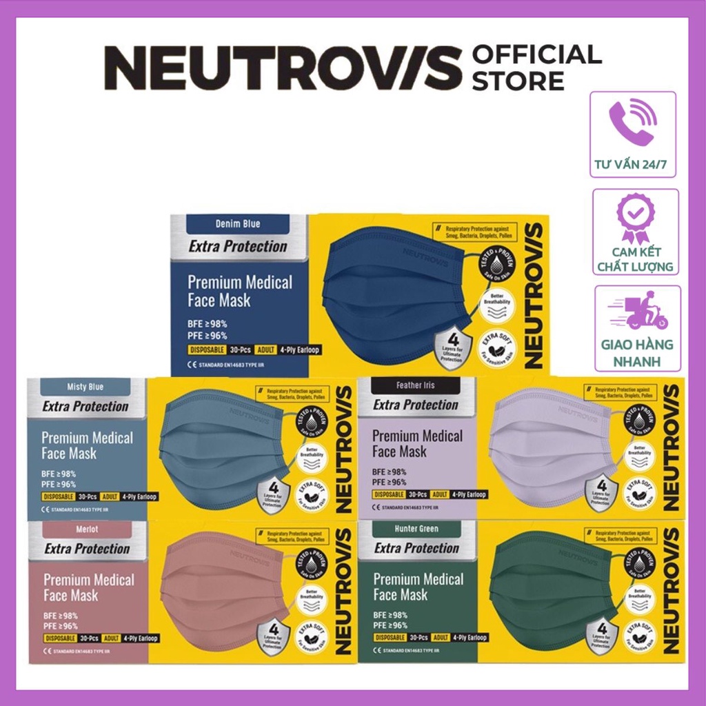 Khẩu Trang Y Tế Neutrovis Malaysia Cao Cấp 4 Lớp - 3 lớp Hộp 30 Cái ...