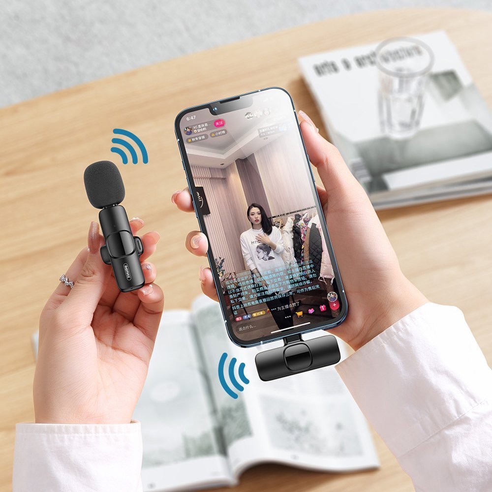 Micro thu âm không dây Youtuber REMAX K03 cho iPhone Lightning livestream cài áo chính hãng [BH ...