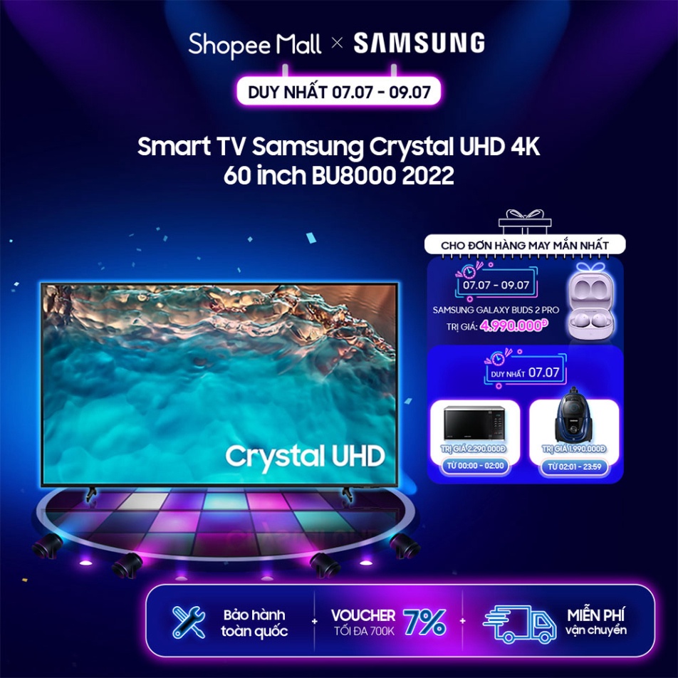 ( Smart TV Samsung Crystal UHD 4K 60 inch UA60BU8000KXXV ) | Shopee ...
