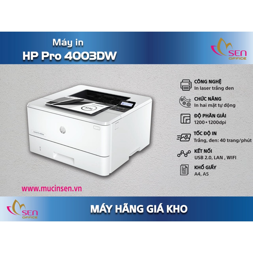 Máy in đơn năng trắng đen HP LaserJet Pro M4003dw | Shopee Việt Nam