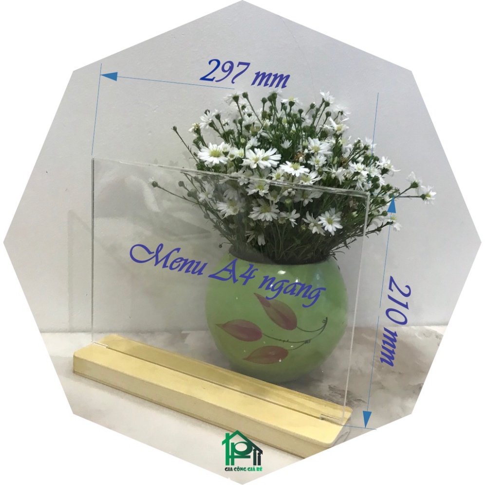 Menu mica đủ kích thước A4,A5,A6, Kệ menu đế gỗ, bảng mica đẹp | Shopee Việt Nam