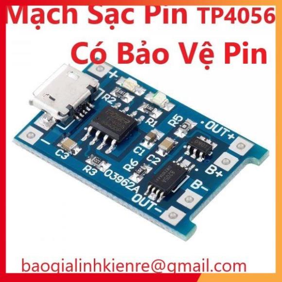 Mạch Sạc Pin TP4056 - Sạc Pin 18650 3V7- 4V2 Có IC bảo vệ Pin (Gửi đơn ...