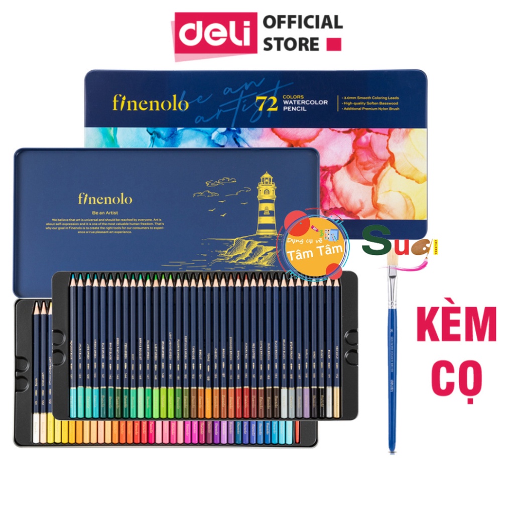 [ TÂM TÂM ] Bút Chì Màu NƯỚC Cao Cấp Hộp Thiếc Finenolo Deli - C129 ...