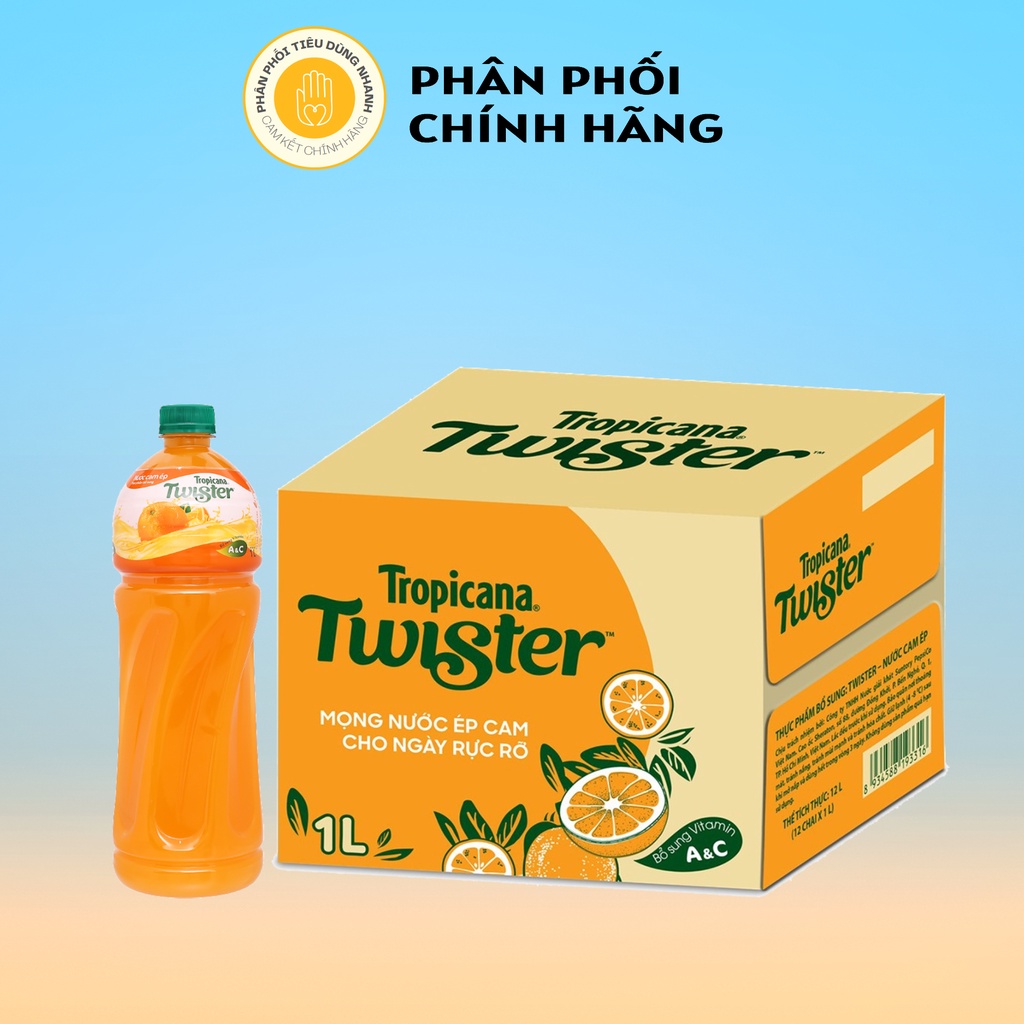 Thùng 12 Chai Nước Cam Ép Twister Tropicana 1L | Shopee Việt Nam