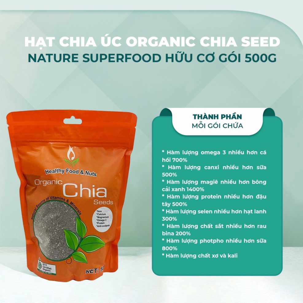 Hạt chia Úc hữu cơ Healthy Food Organic Chia Seed Orange tốt cho sức ...