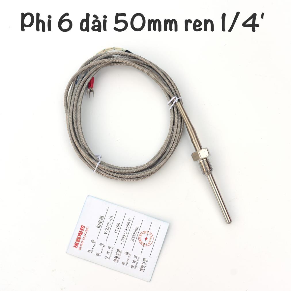 Can Nhiệt Phi 6 Dài 50mm Ren 1/4′, can nhiệt WZPT-01 can PT100 can K | Shopee Việt Nam