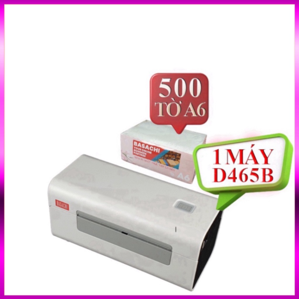 ( (Sale) Máy in nhiệt BASACHI D465B + 500 TỜ A6 dùng in đơn Hàng phiếu ...