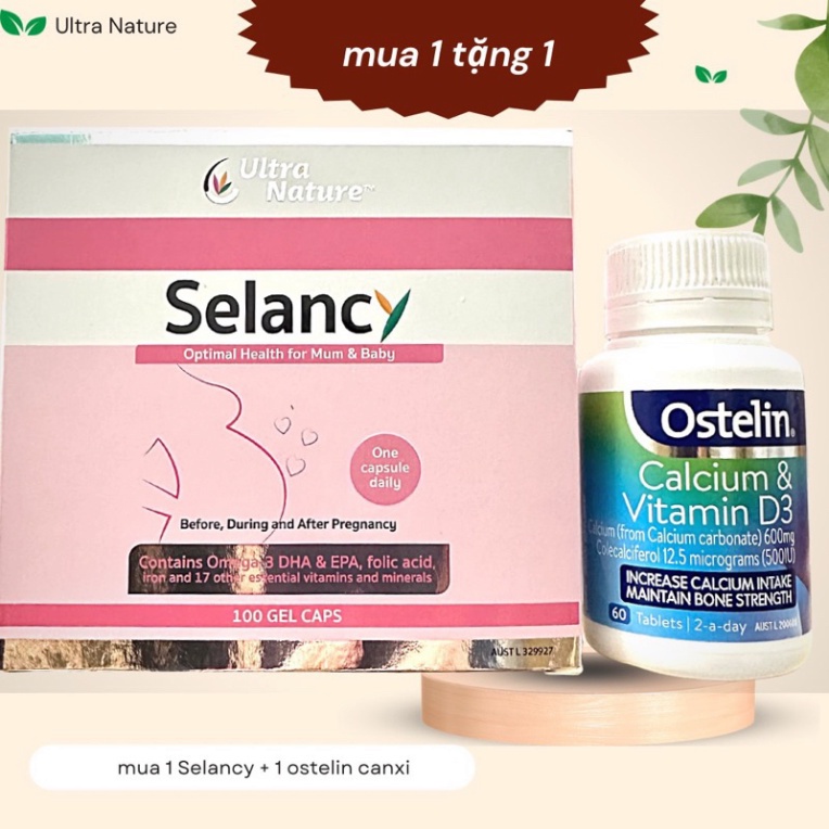 [Quà tặng] Vitamin bầu Selancy 100 viên cung cấp đủ vitamin, sắt, acid ...