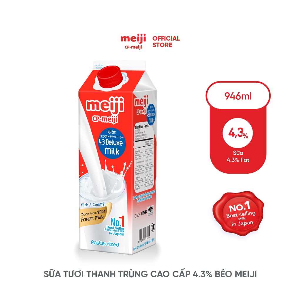 Sữa tươi thanh trùng Meiji Nhật, dòng cao cấp, 4.3% hàm lượng béo tự ...