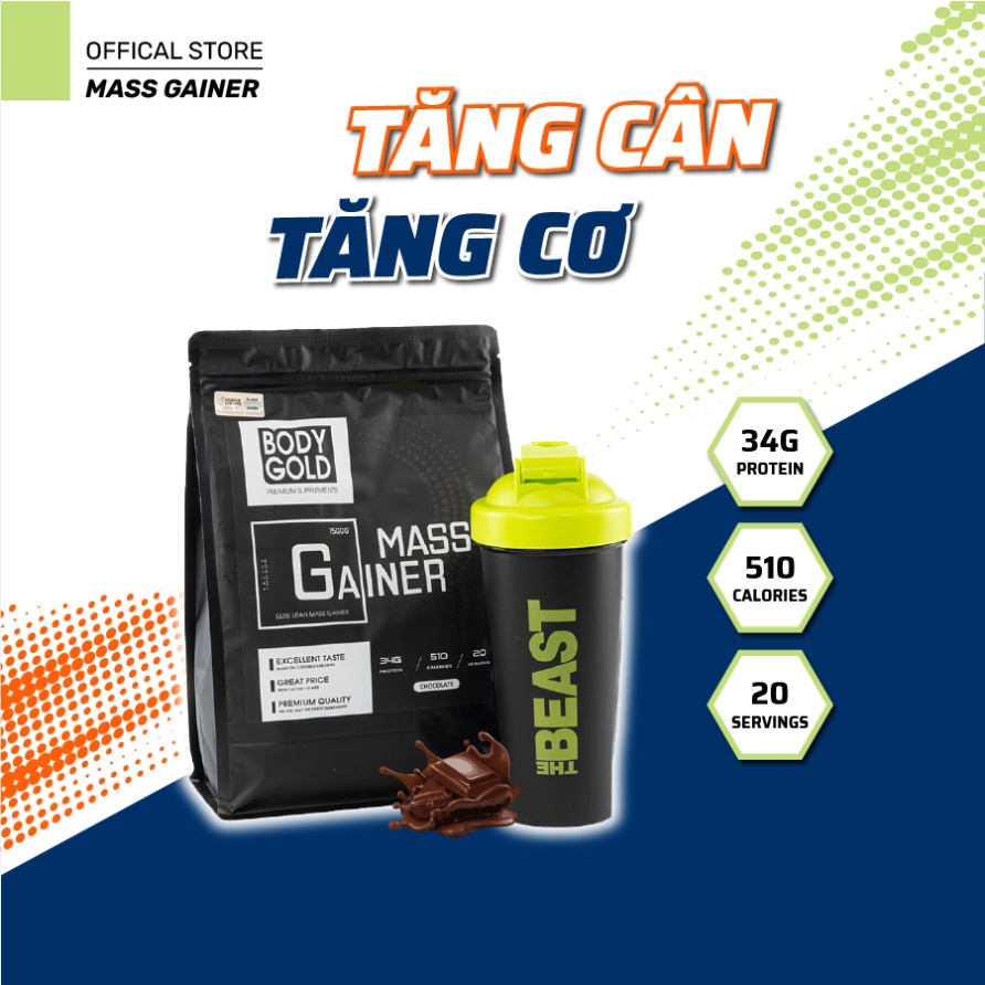 Sữa Tăng Cân- Tăng Cơ - Mass Gainer Hight Protein Body Gold túi 1,5kg ...