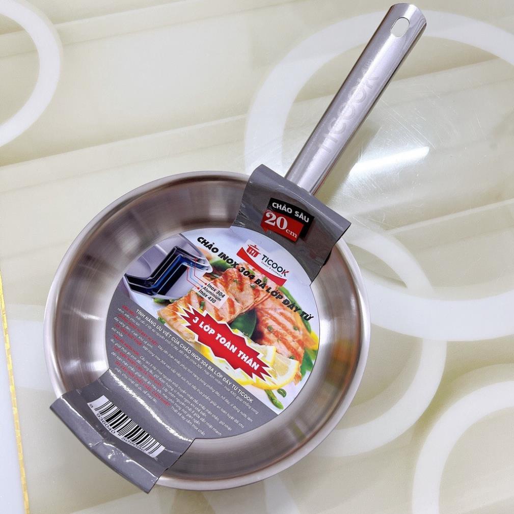 Chảo Inox 304 TICOOK 3 lớp CAO CẤP XỊN XÒ - Chảo đáy từ inox 304 dùng ...