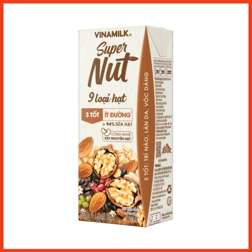 1 Lốc Sữa 9 loại hạt Vinamilk Super Nut - Lốc 4 hộp 180ml Ngoctoanmart | Shopee Việt Nam