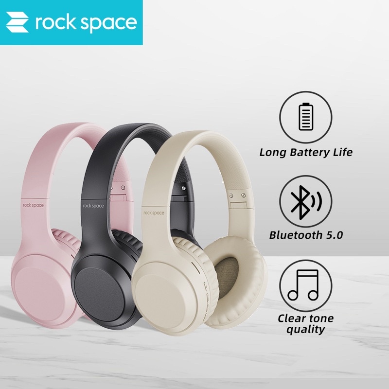 Rock Space O2 Wireless Headphone Bluetooth Foldable Headset with Built ...