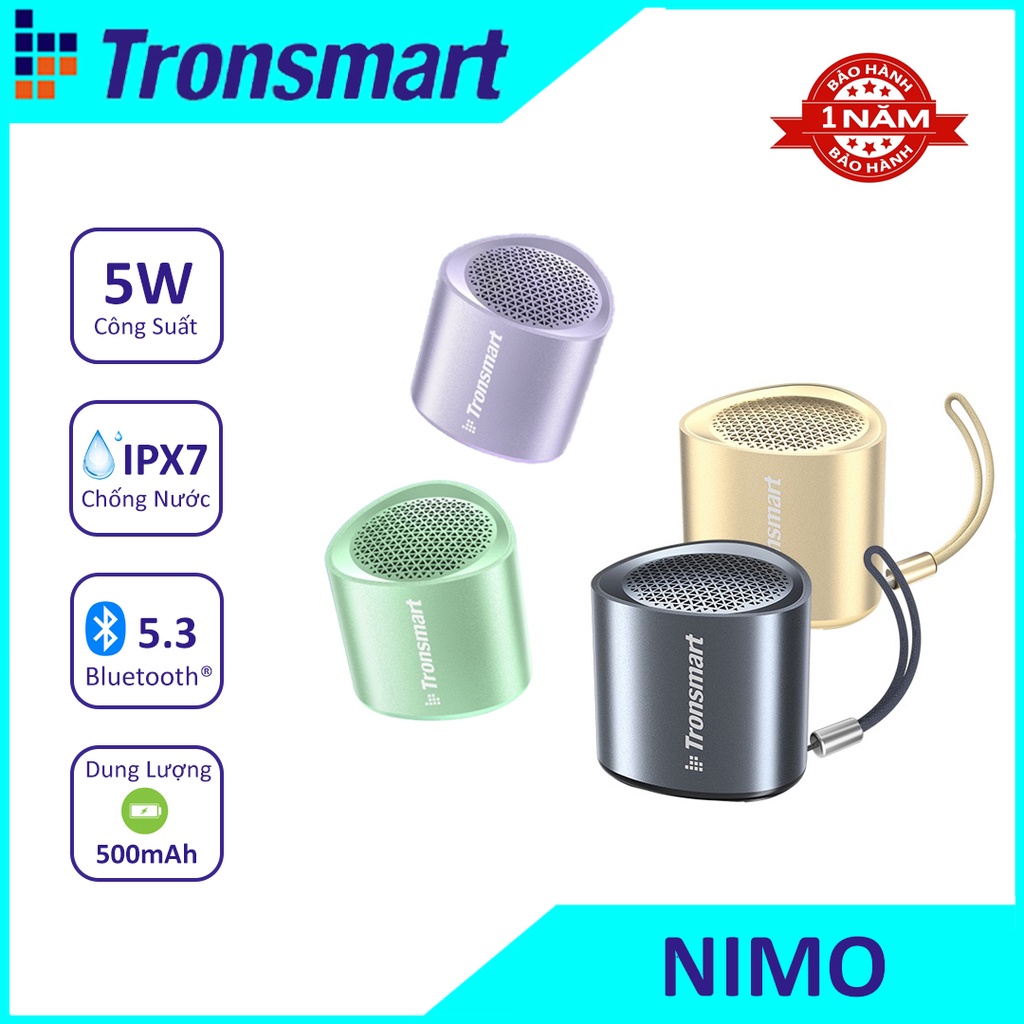 Loa Bluetooth 5.3 Tronsmart Nimo Mini, Chống Nước IPX7, Công Suất 5W, Gọn Nhẹ Tiện Dụng Thời ...