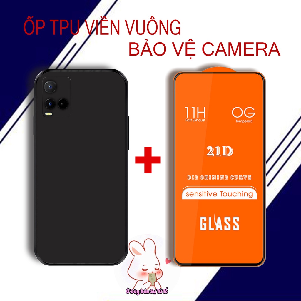 COMBO Ốp , kính cường lực Vivo T1x , Y21 , Y21s , Y33s TPU viền vuông ...