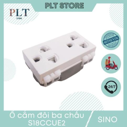 2 Ổ Cắm 3 Chấu 16A Có Màng Che Sino S18CCUE2 Dùng Cho Seri S98CC, S18CC ...
