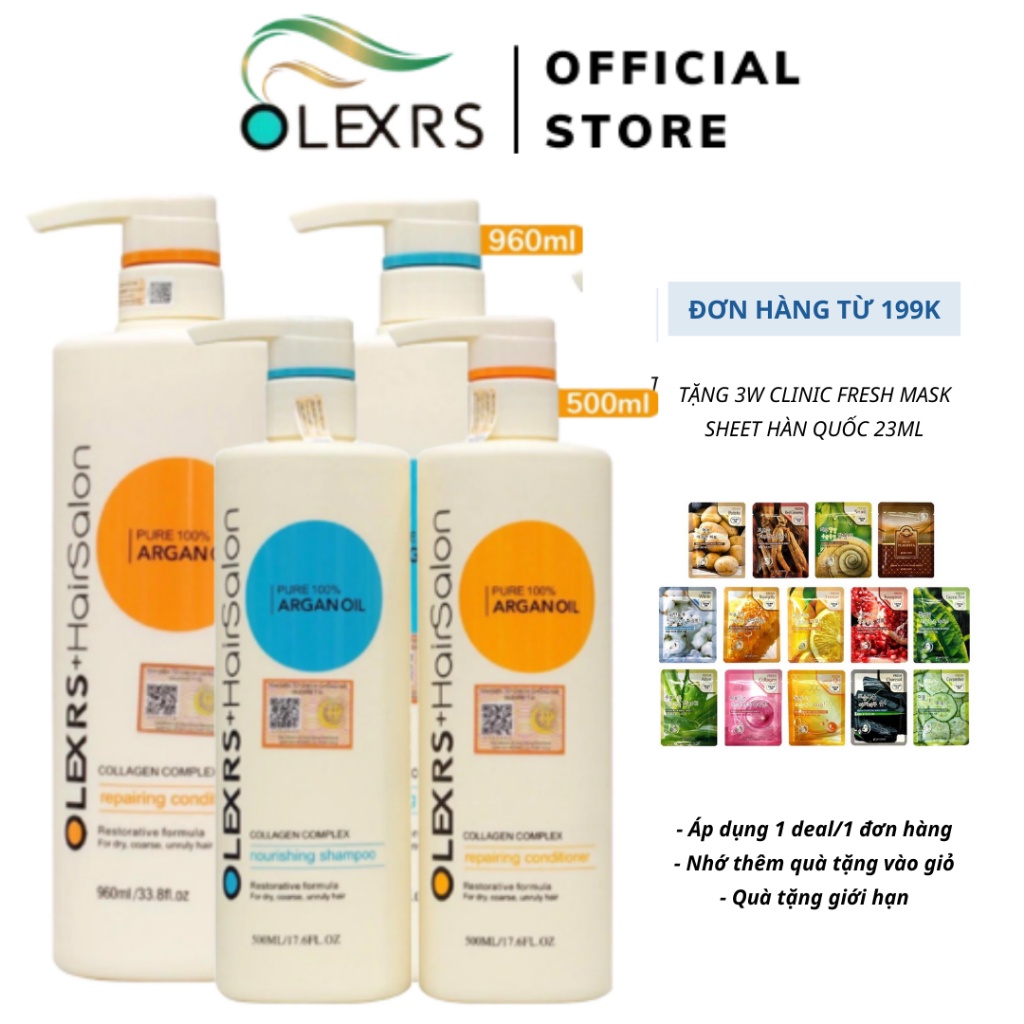 Olexrs Hair Salon - Cặp Dầu Gội Xả Olexrs Hair Salon 960ml/ Chai Argan ...