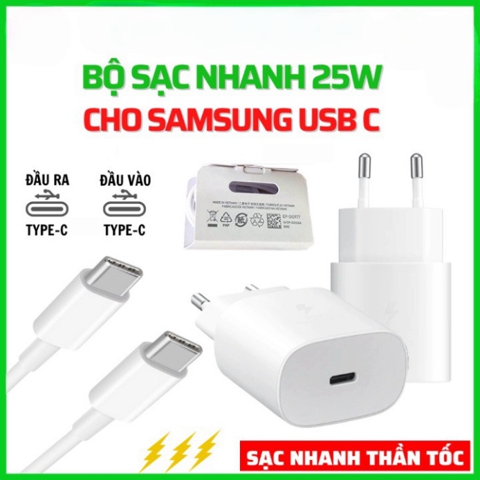 Bộ Sạc Samsung Type C 25W, Dây Cáp Sạc Type C Và Củ Sạc 25W Dùng Cho Điện Thoại, Máy Tính Bảng ...