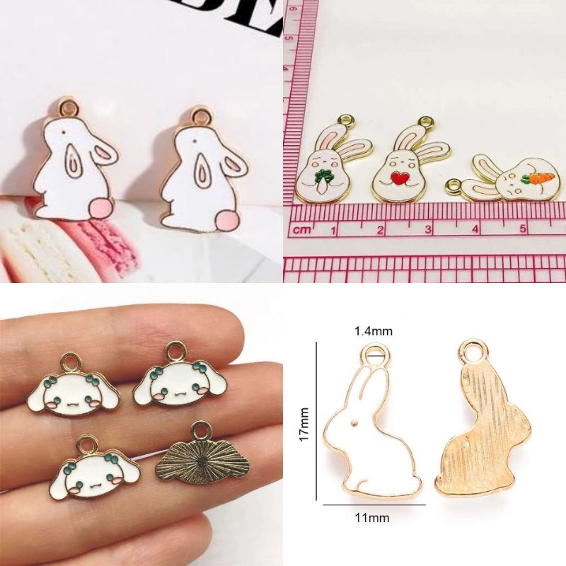 Charm kim loại tráng men hình thỏ/bươm bướm mini nhiều màu | Shopee ...