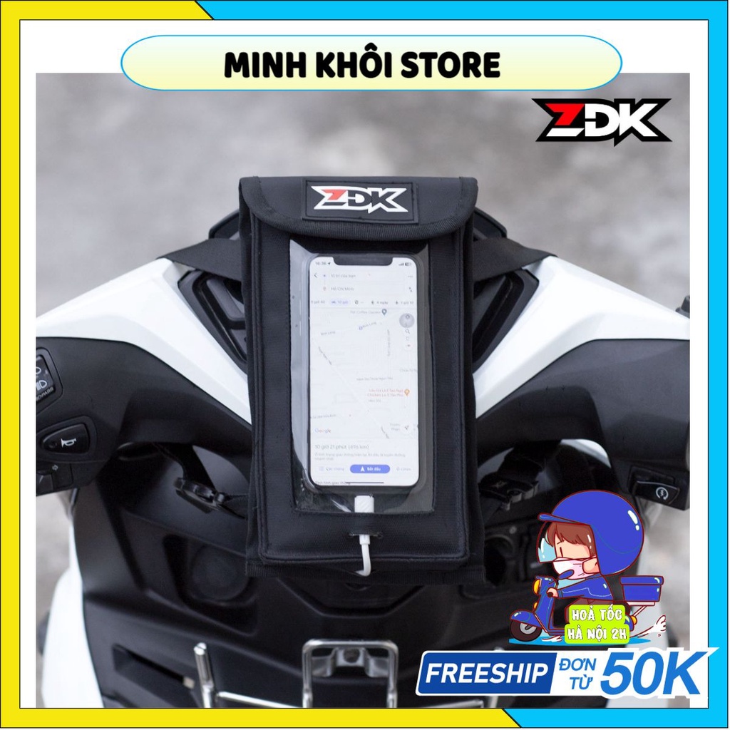 Túi ZDK mini, Túi treo đầu xe máy đựng điện thoại, thiết kế mới có lỗ sạc, 2 lớp hỗ trợ thoát ...